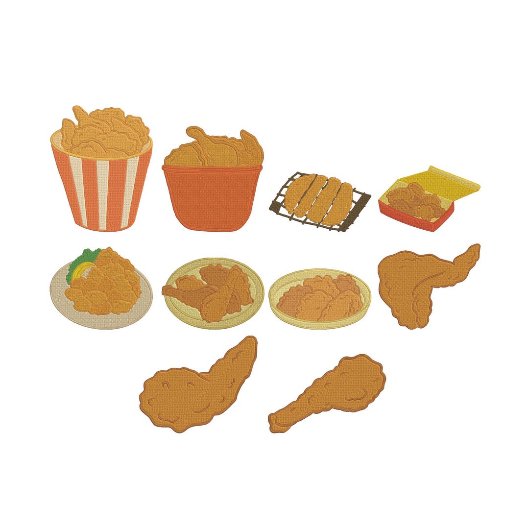 Fried Chicken Machine Embroidery Design, Set of 10, Instant Download - Etsy