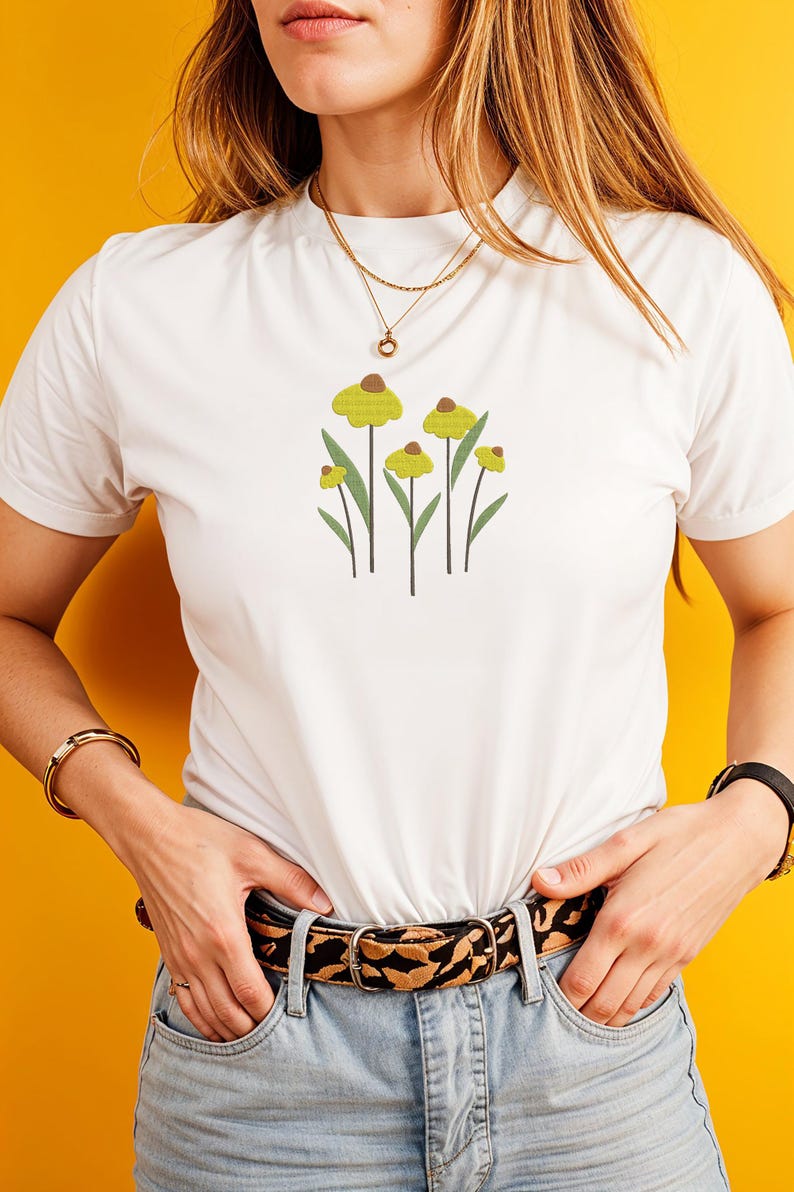 Simple Flower Machine Embroidery Bundle, Set of 9 Minimal Floral Stems ...