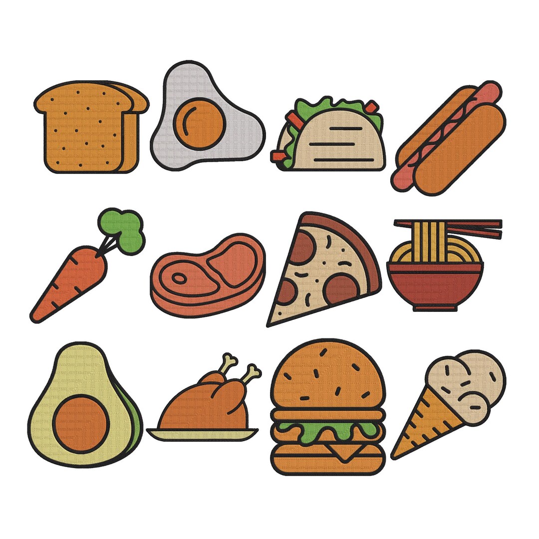 Food Fast Machine Embroidery Design Bundle, Set of 12, Instant Download ...