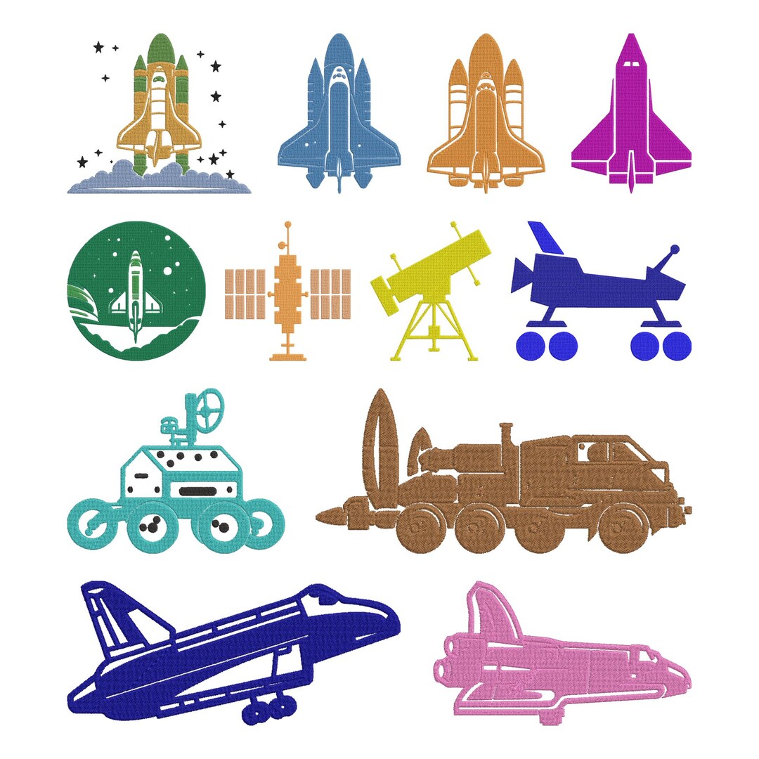 Space Shuttle Embroidery Design, Rocket Spacecraft Machine Embroidery ...