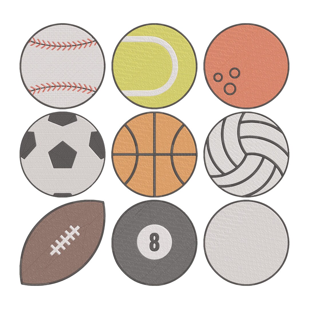 Sports Balls Embroidery Design Bundle, Multi Sport Soccer Basketball ...
