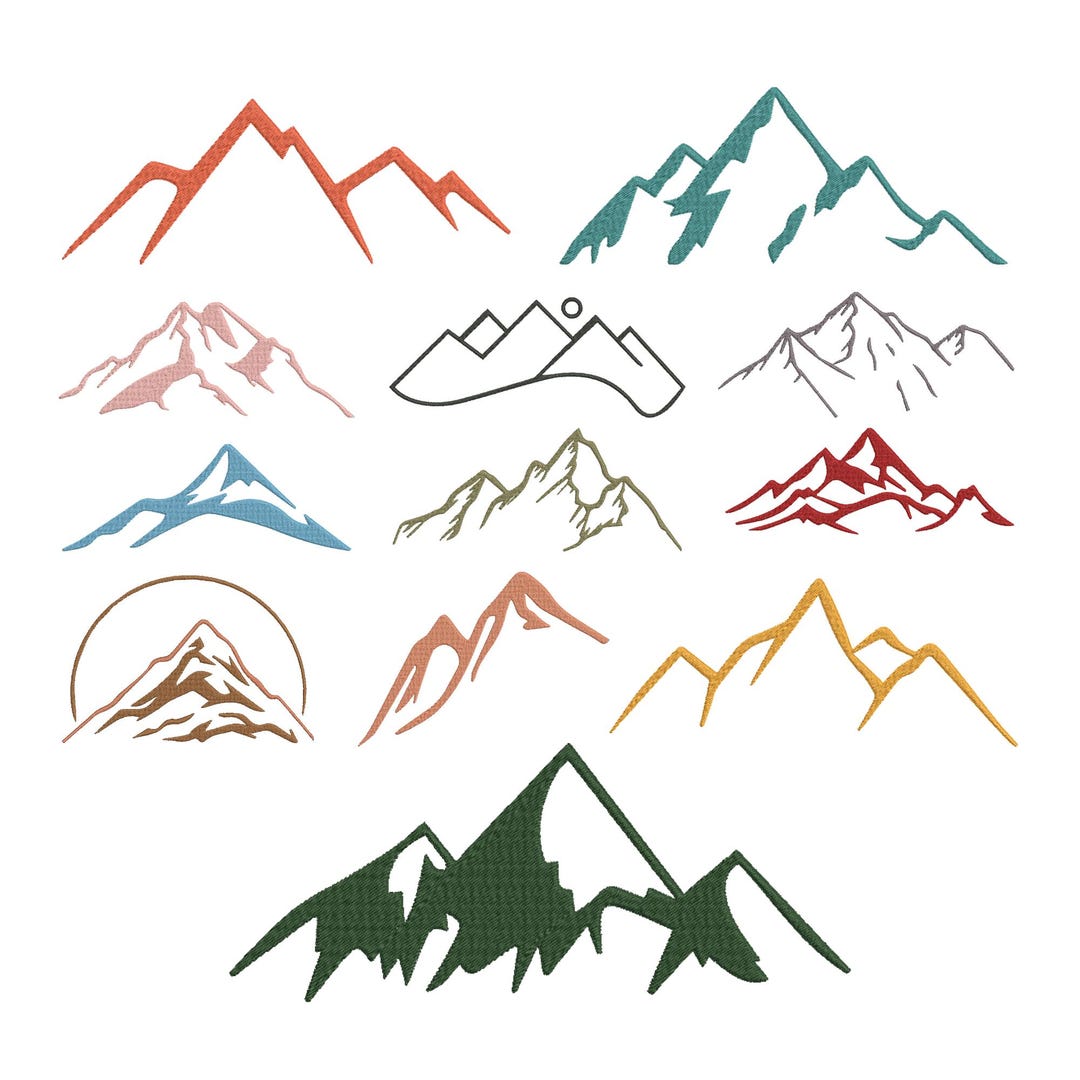 Landscape Mountain Outline Machine Embroidery Design Set of 12 ...