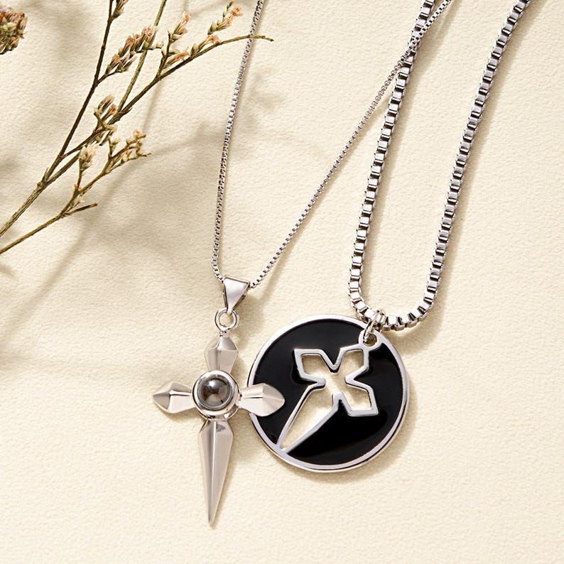 Couple Photo Projection Cross Necklace, Christian Relationship Matching ...