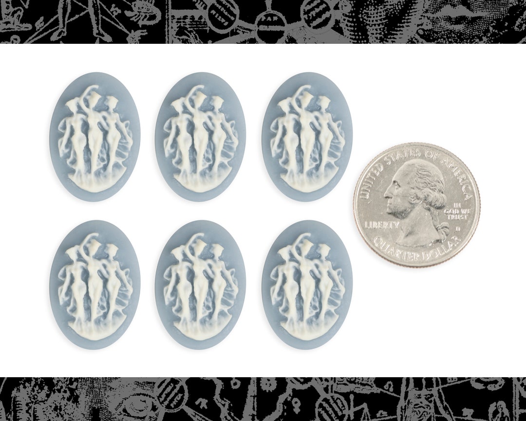 Blue and White Three Muses Cameos 25mm X 18mm Cameos, Set of Six - XXX ...