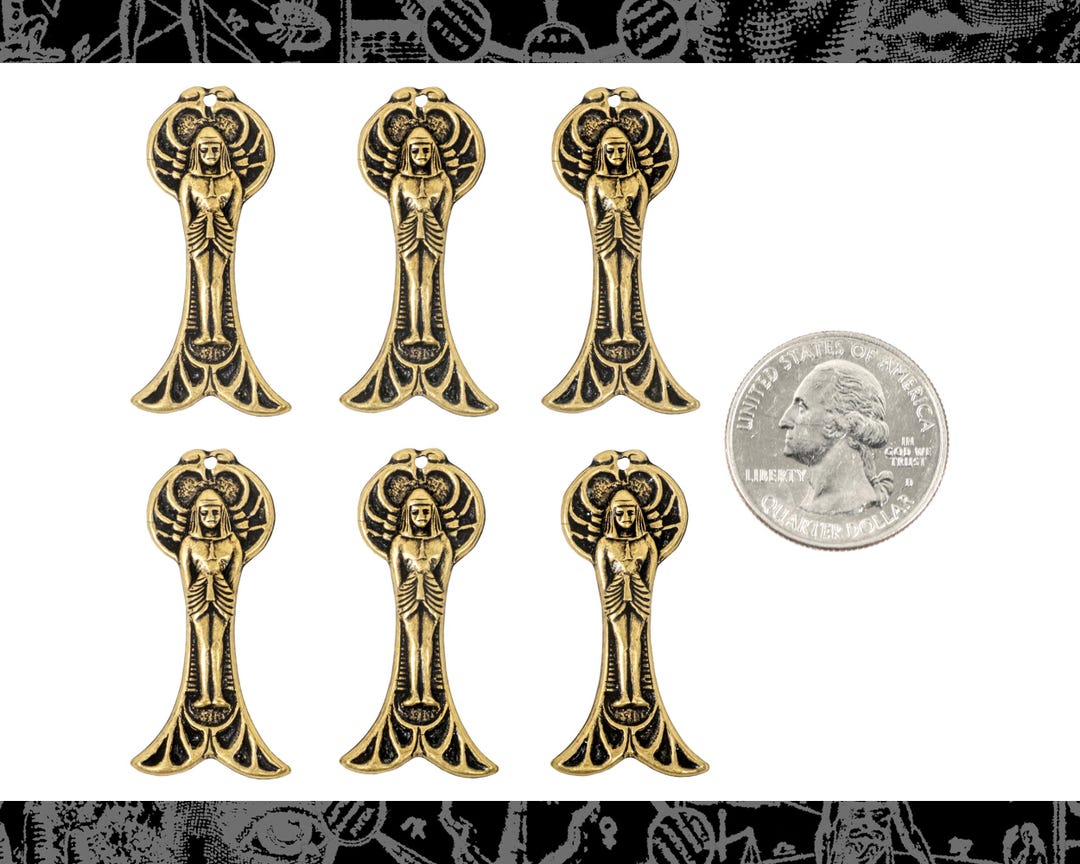 Antiqued Brass Egyptian Goddess Charms or Pendants - Set of Six - AB ...