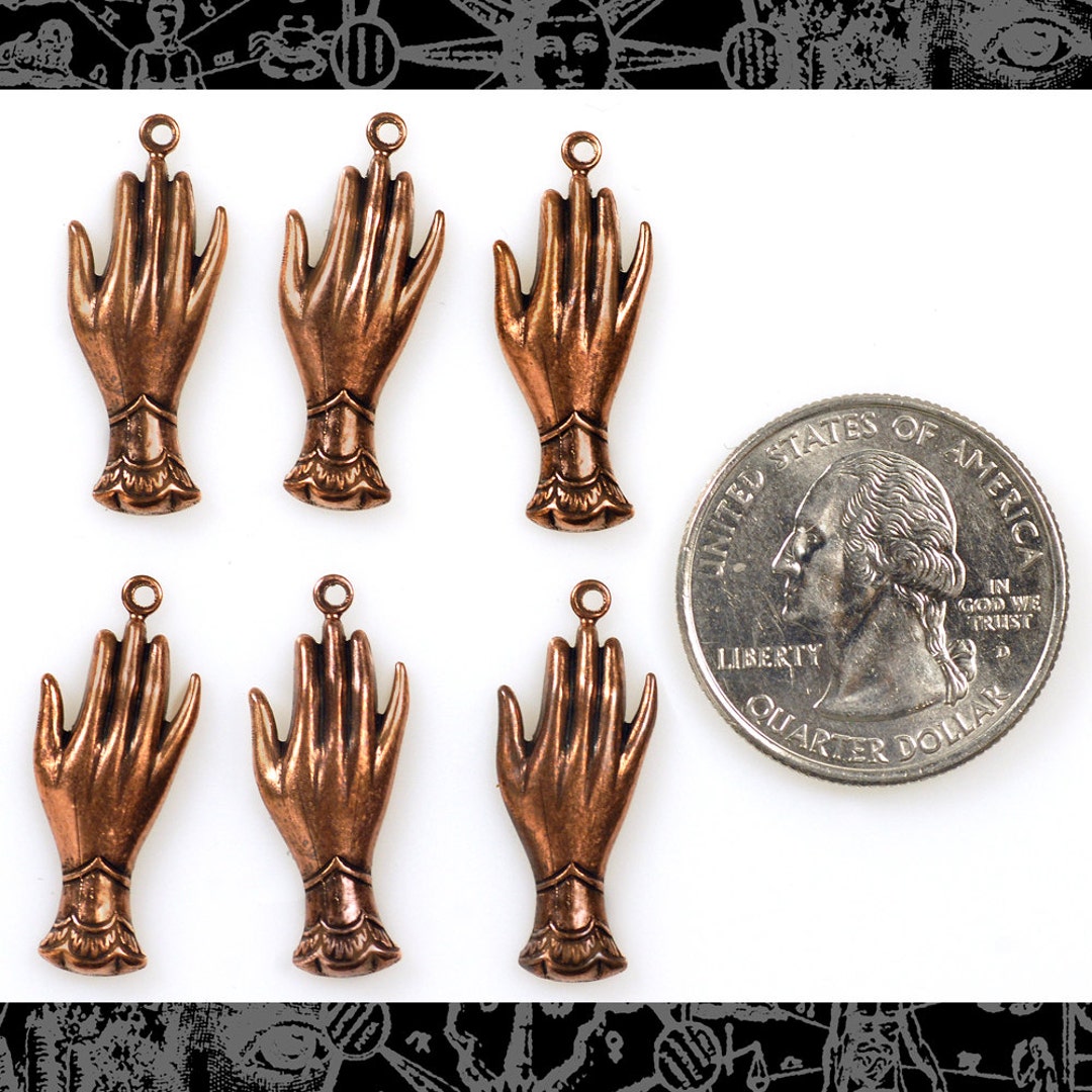 Copper Plated Brass Hand Charms With Ring on Fingertips Set of - Etsy