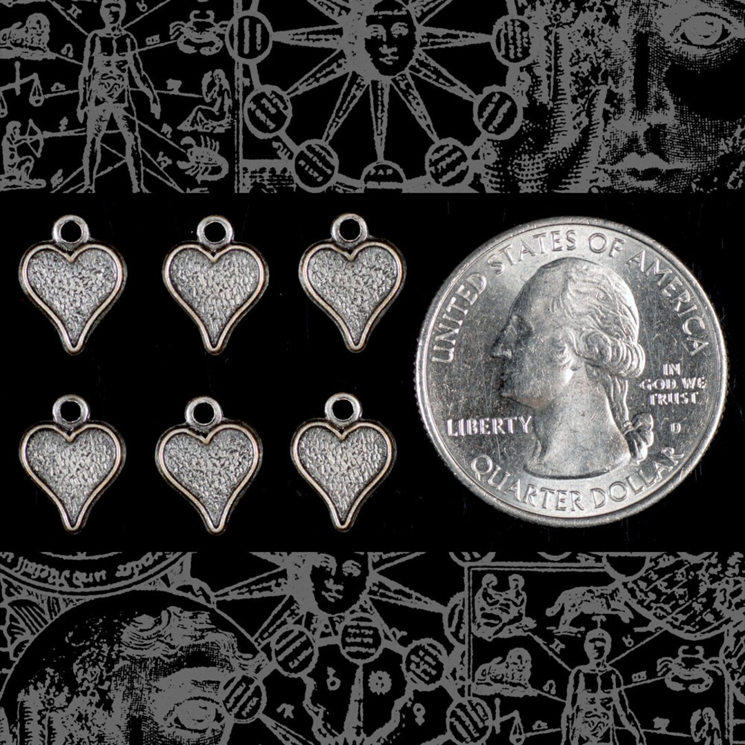 Silver Plain Heart Charms - Set of Six *S-C71 - Etsy