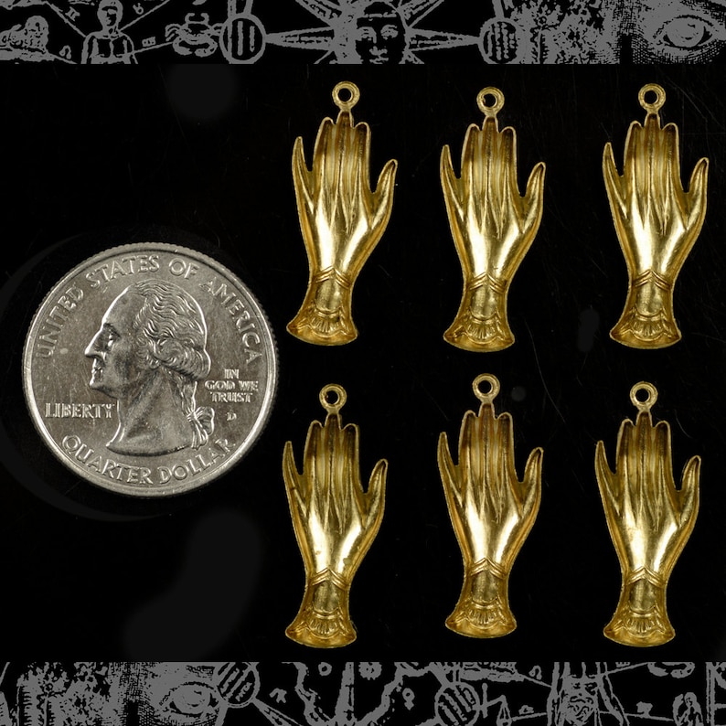 Raw Brass Hand Charms With Ring on Fingertips - Set of Six - B-C158 - Etsy