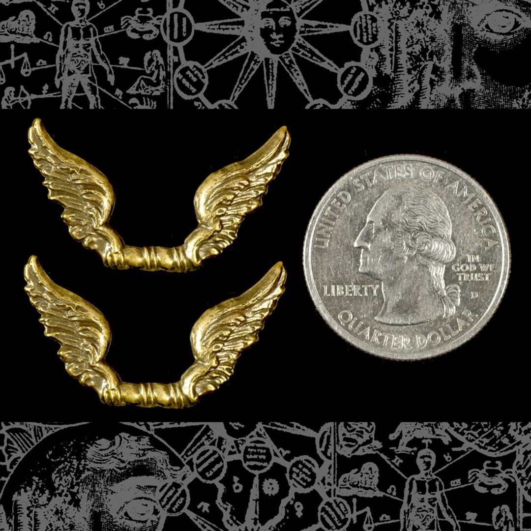 Antiqued Brass Joined Flared Wings Charms - Set of Two - AB-C106 - Etsy
