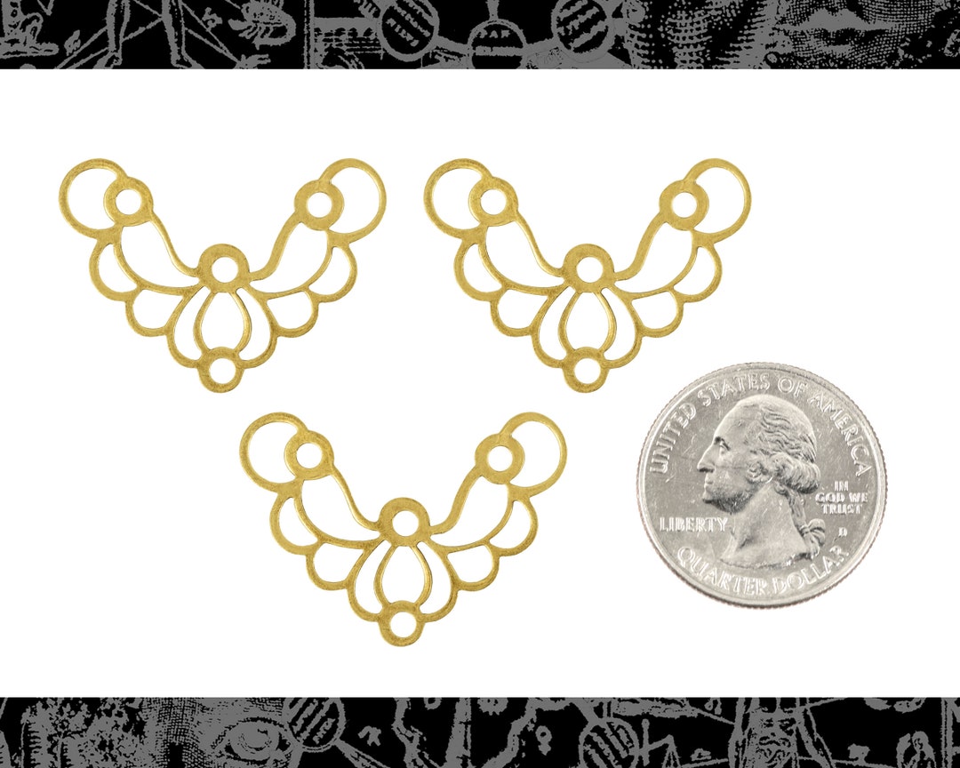 Antiqued Brass Filigree Wings Connectors - Set of Two - AB-3C42 - Etsy