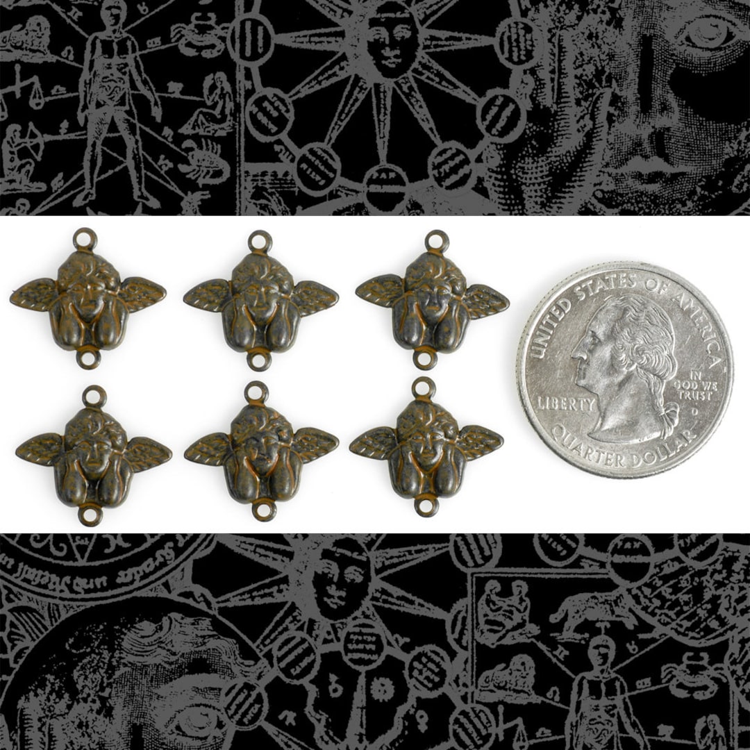 Chocolate Brown Plated Brass Cherub Connectors - Set of Six - RB-2C27 ...