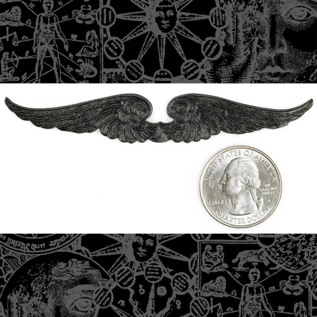 Black Plated Brass Long Wingspan Angel Wings Pendant - BB-P58 - Etsy