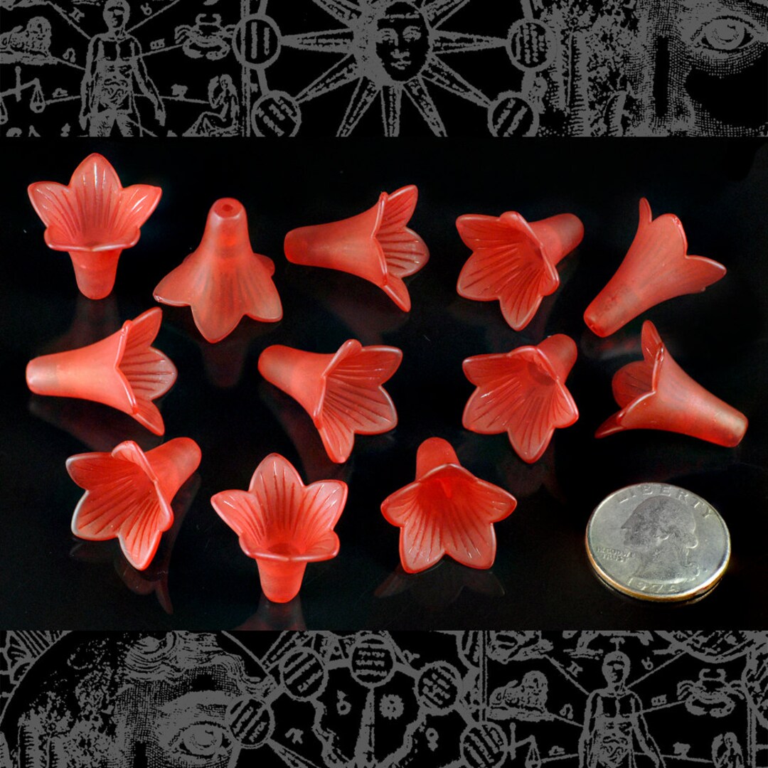 23mm X 21mm Red Resin Flower Caps - Set of Twelve - FW1-5 - Etsy
