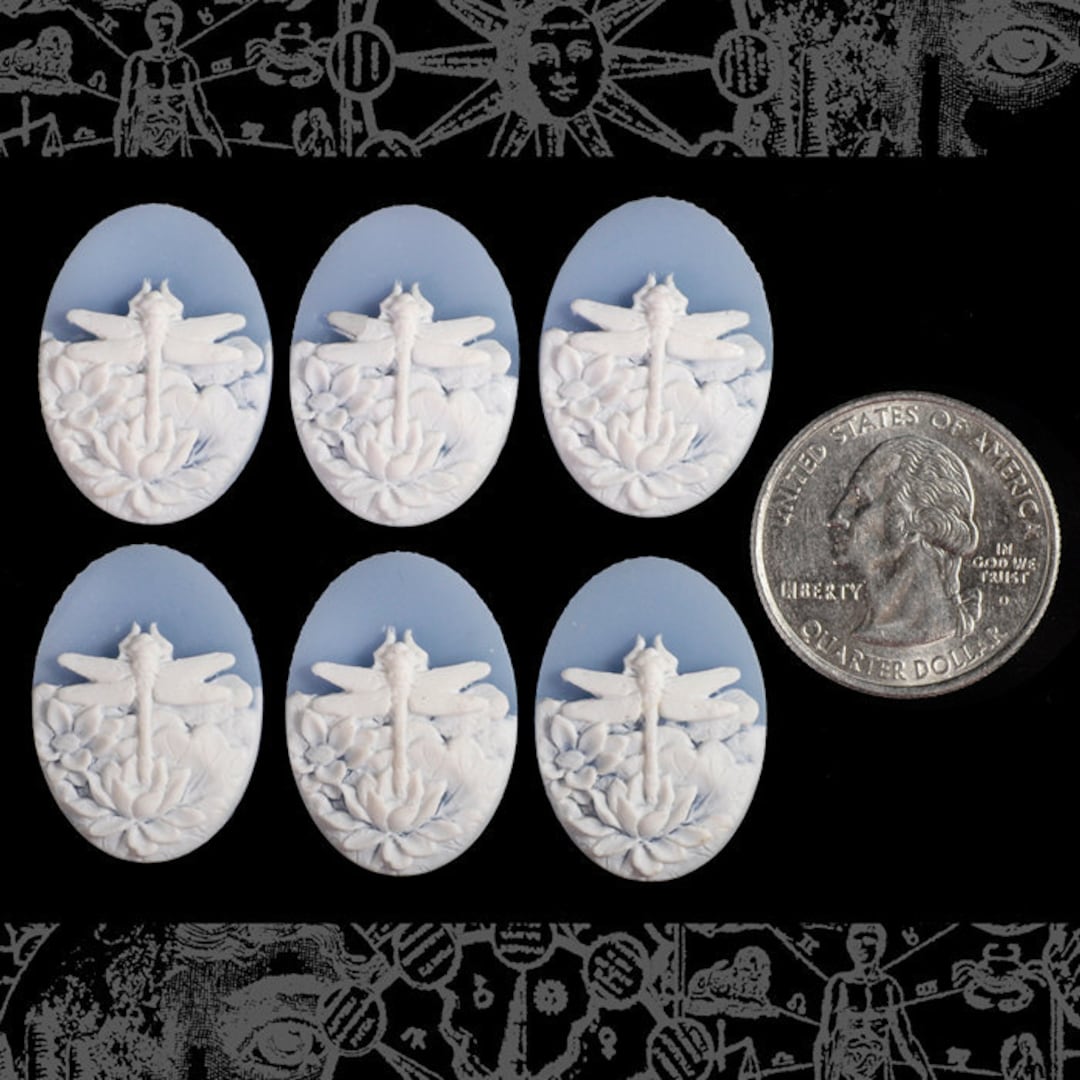 Wedgwood Blue and White Dragonfly Cameos 24mm X 18mm Cameos - Set of ...