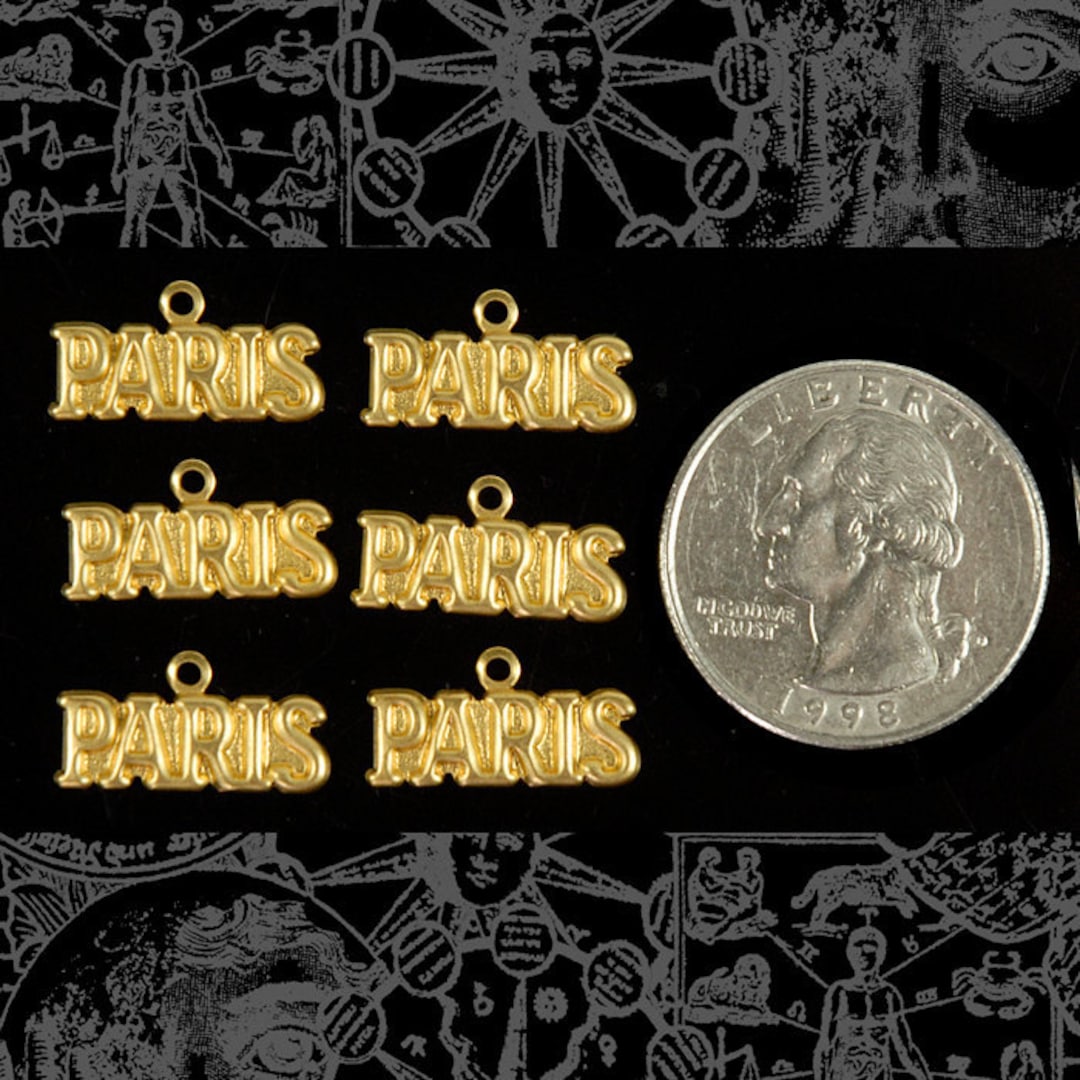 Raw Brass Paris Charms - Set of Six - B-C57 - Etsy