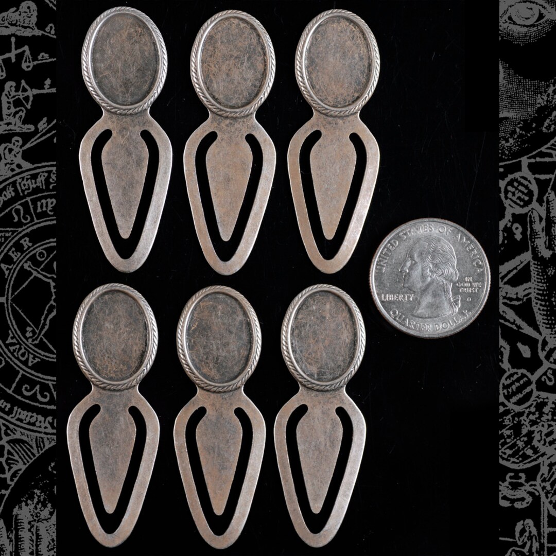 18x13mm Antiqued Silver Plated Brass Cameo Blank Bookmark, Set of Six ...