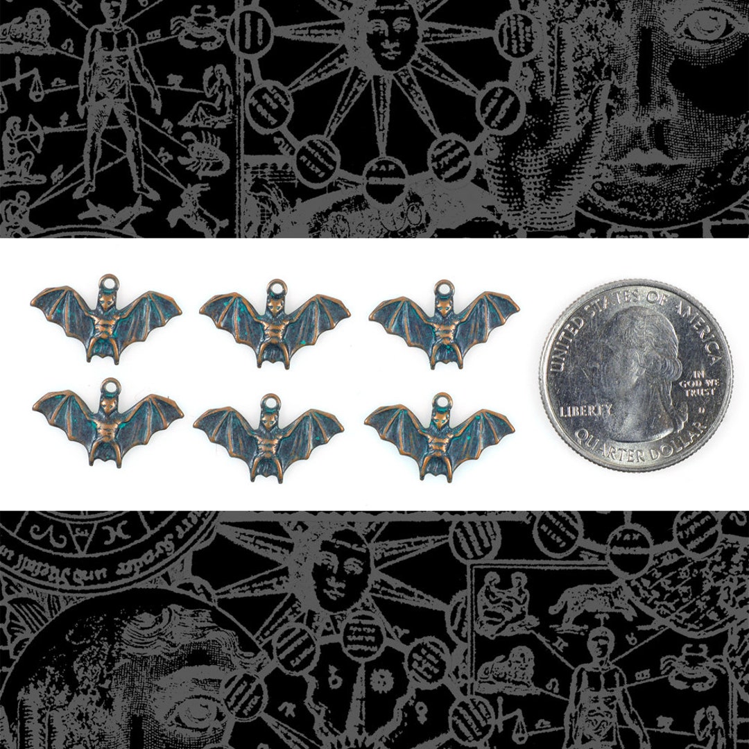 Verdigris Finished Brass Bat Charms Verdigris - Set of Six - V-C12 - Etsy