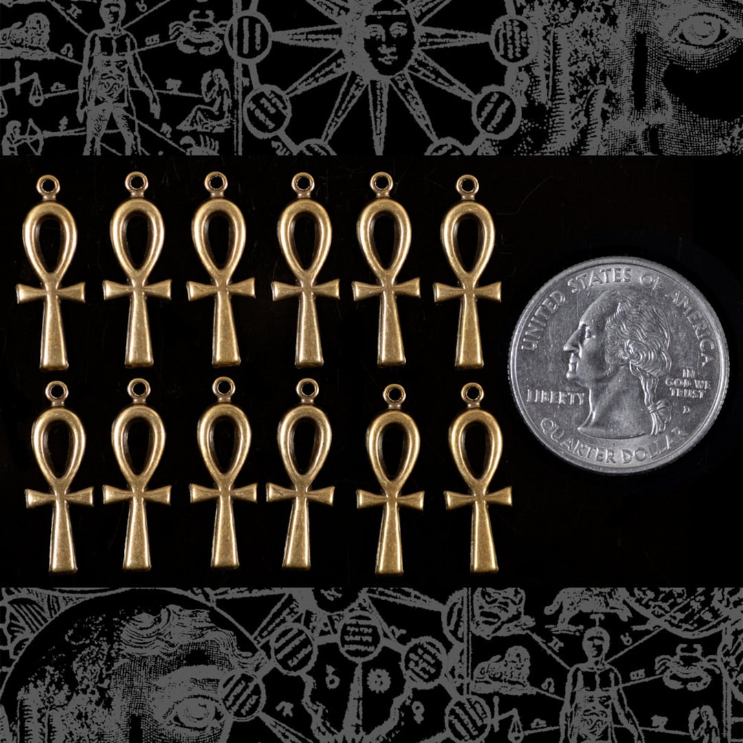Antiqued Brass Ankh Charms - Set of 12 - AB-C02 - Etsy