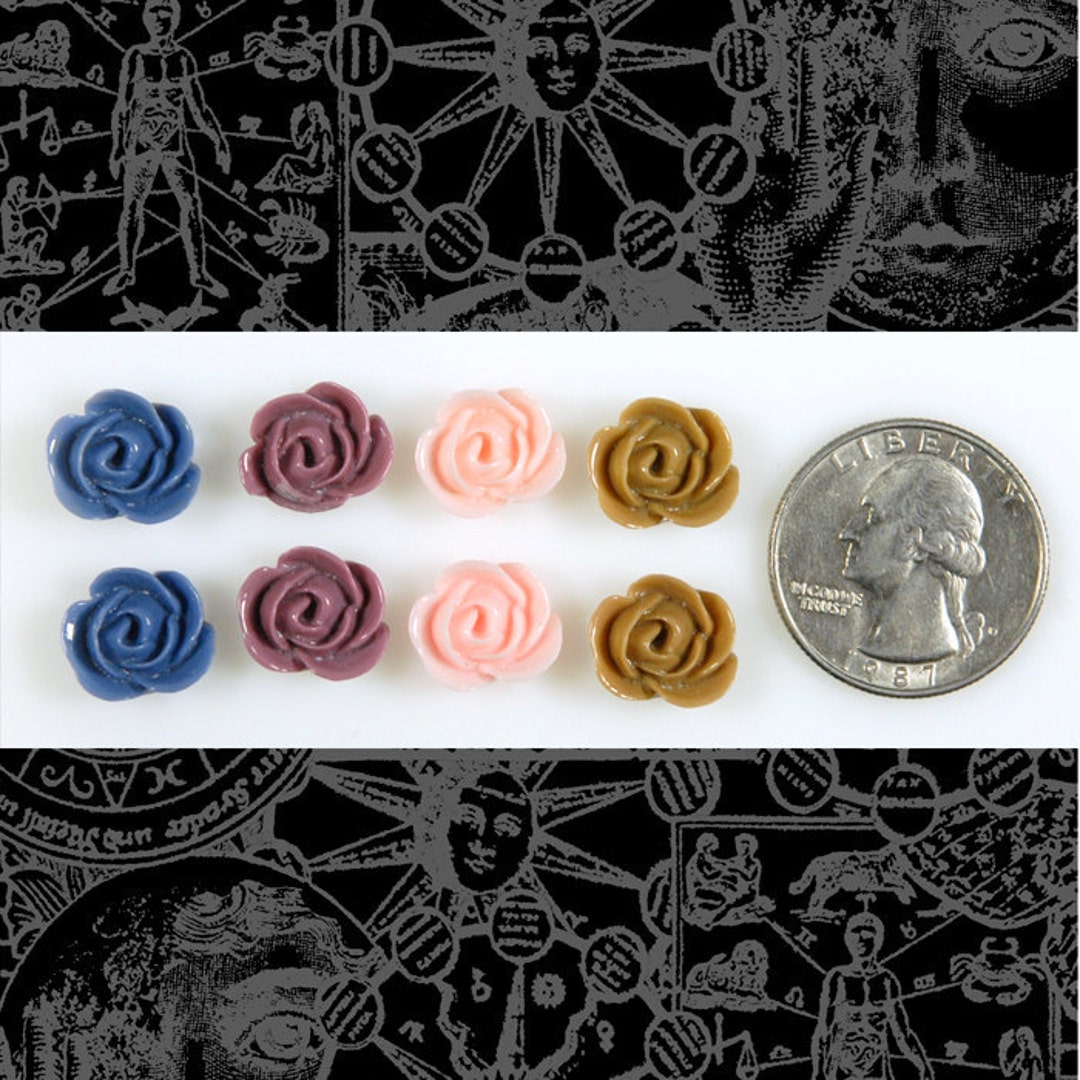 Four Color Rose Cameo Cabochons 13mm X 11mm - Set of Eight - Two of ...
