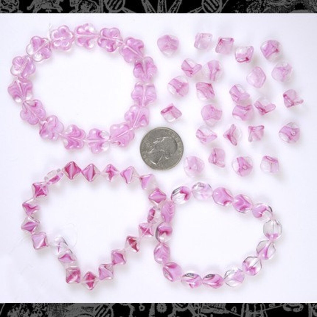 Pink Bead Lovers Bonanza 75 Beads Candy Pink Crystal Givre Four ...