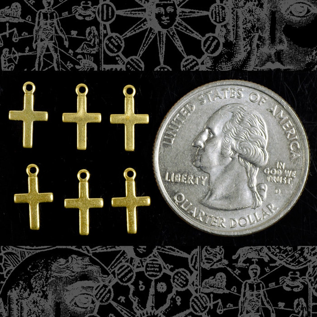 Raw Brass Miniature Christian Cross Charms - Set of Six - B-C93 - Etsy
