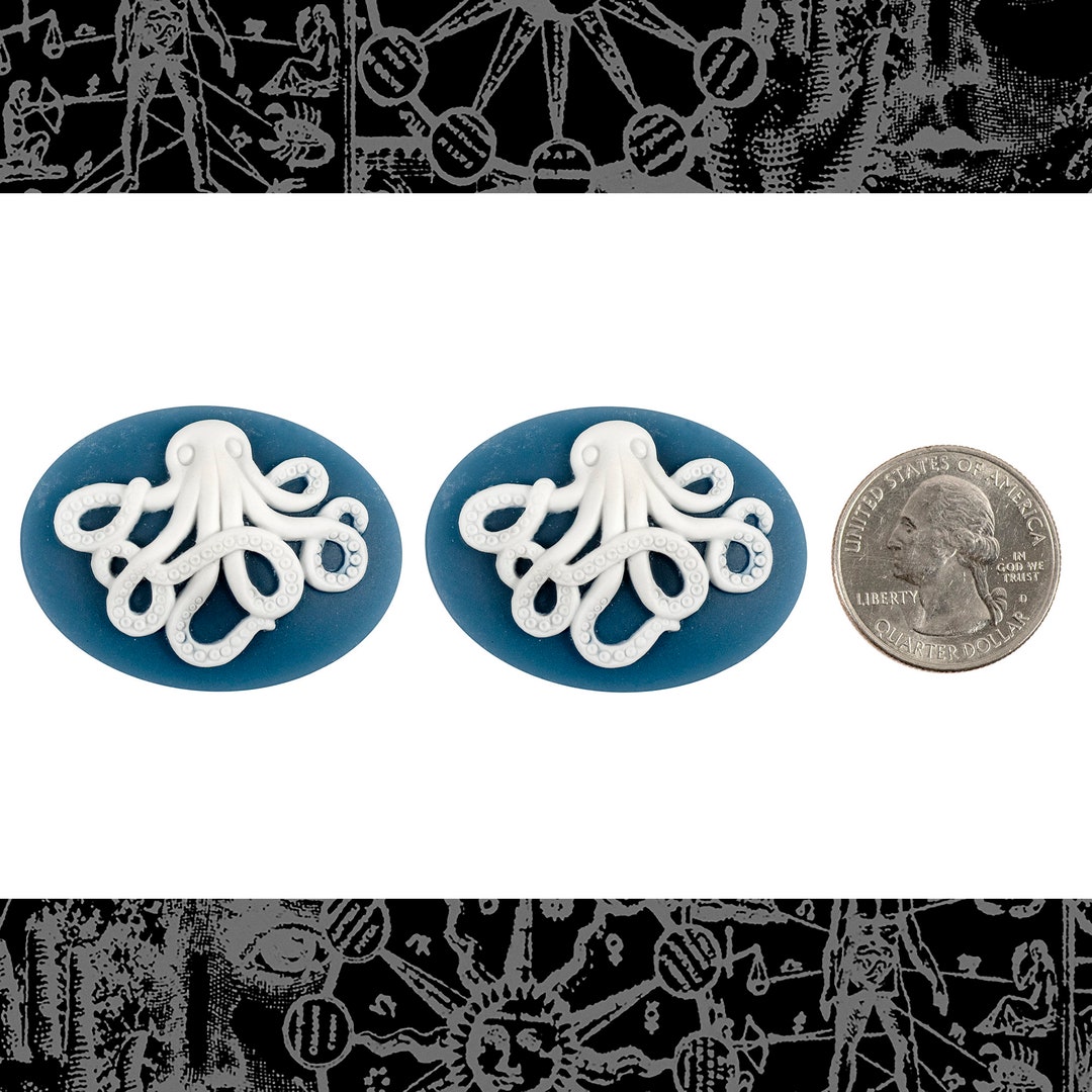 Blue and White Octopus Cameos 30mm X 40mm Cameos - Set of Two - CAM200 ...