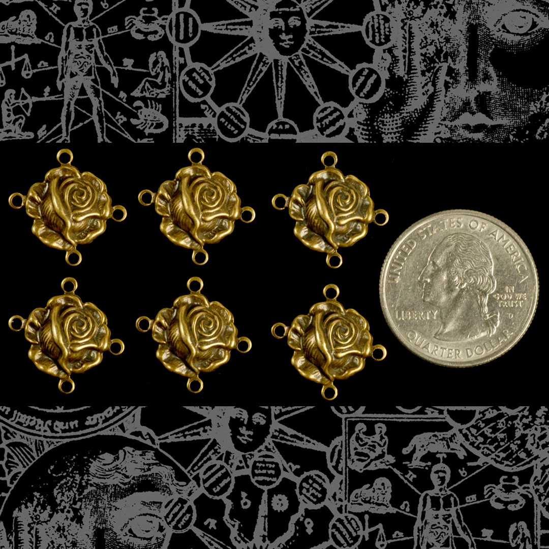Antiqued Brass Four Ring Rose Connectors - Set of Six - AB-4C09 - Etsy