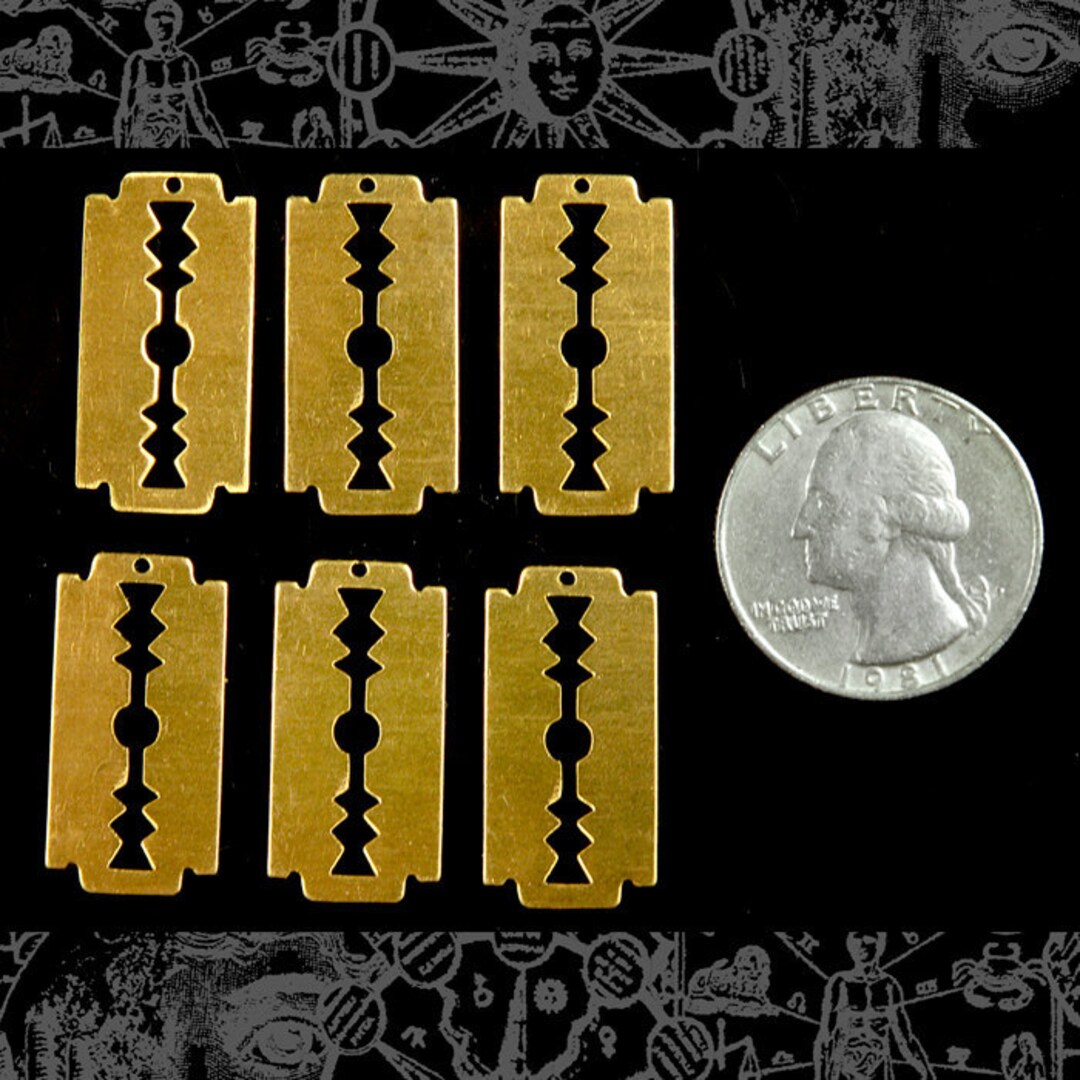 Raw Brass Razor Blade Drops Charms, Set of Six - XXX - *B-C77 - Etsy