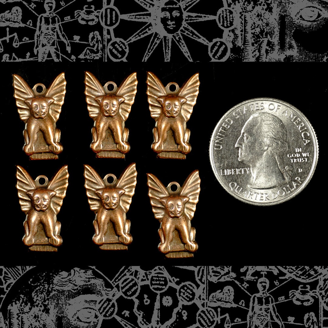 Antiqued Copper Plated Brass Gargoyle Charms - Set of Six - C-C153 - Etsy