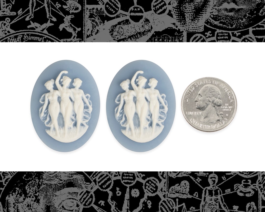 Blue and White Three Muses Cameos 30mm X 40mm Cameos - Set of Two ...