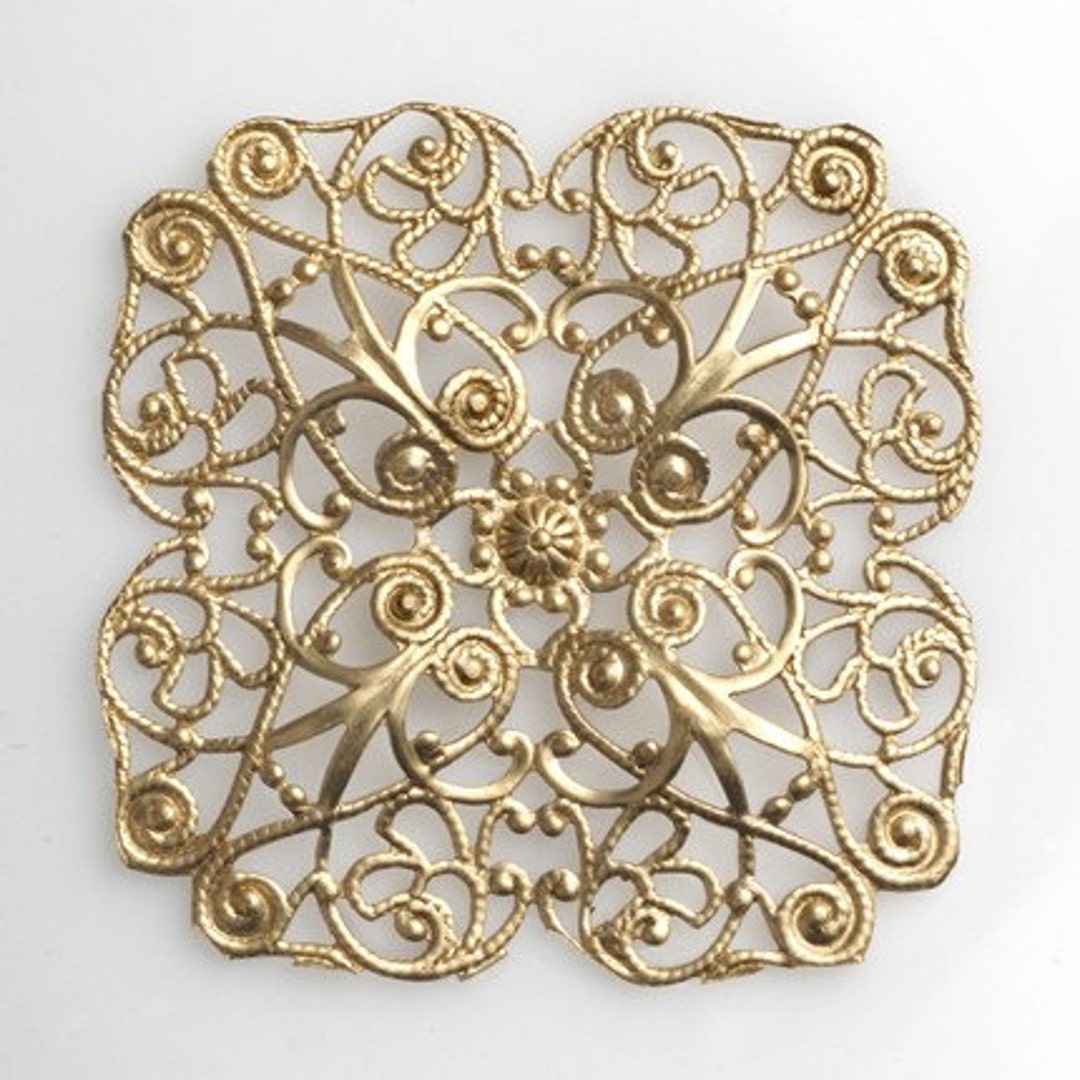 Raw Brass Large Square Filigree Wrap 50mm - B-W01 - Etsy