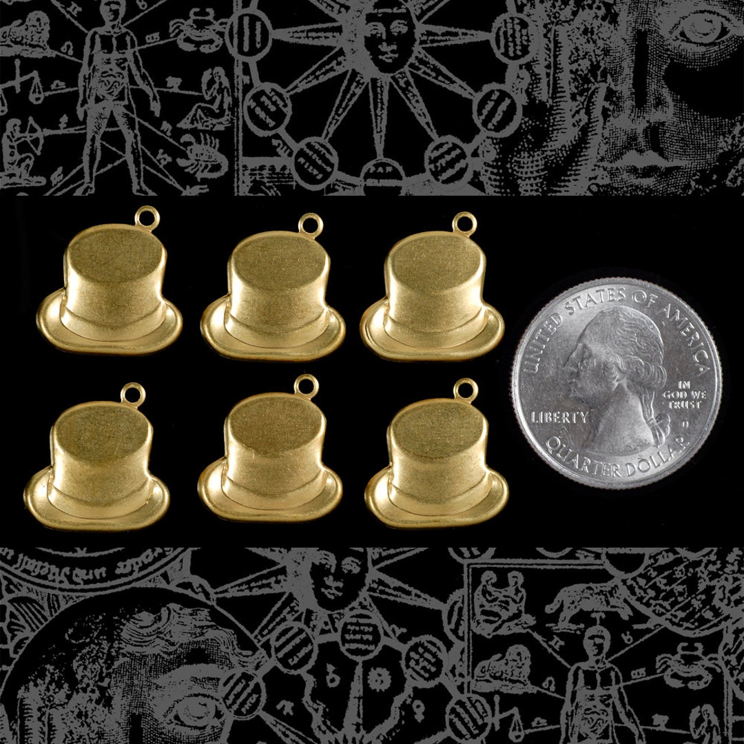 Top Hat Charms Raw Brass - Set of Six *B-C143 - Etsy