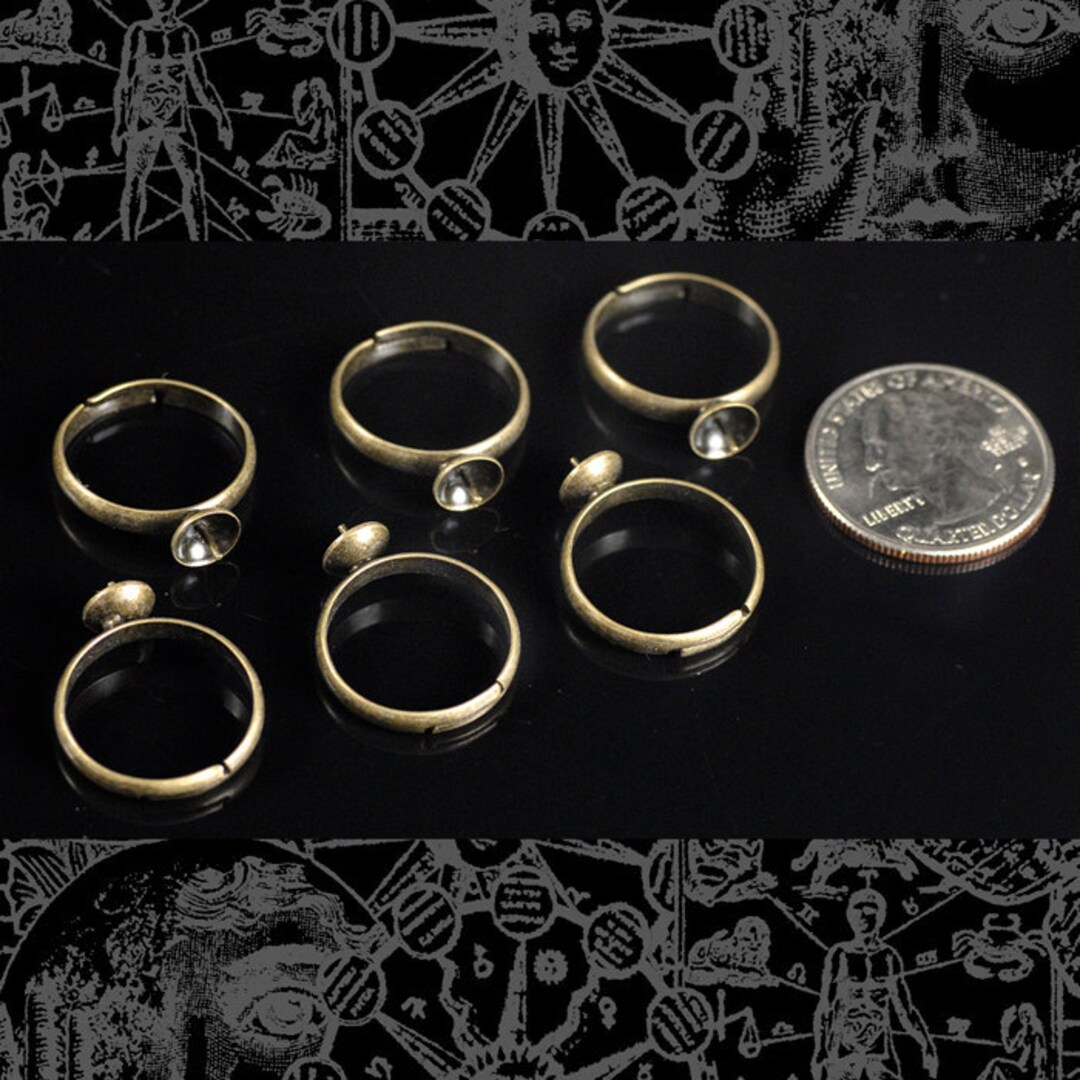 Six Bronze Single Prong Ring Bases * RING5 - Etsy