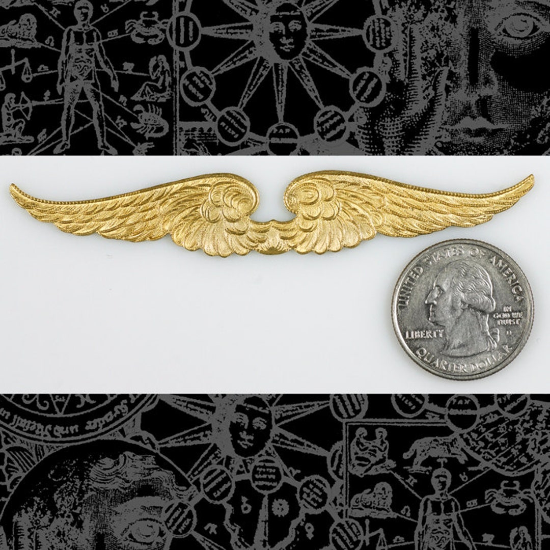 Raw Brass Long Wingspan Angel Wings Pendant - B-P58 - Etsy