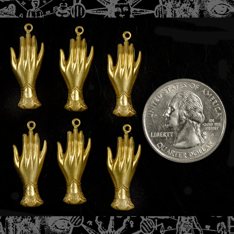 Raw Brass Hand Charms With Ring on Fingertips - Set of Six - B-C158 - Etsy