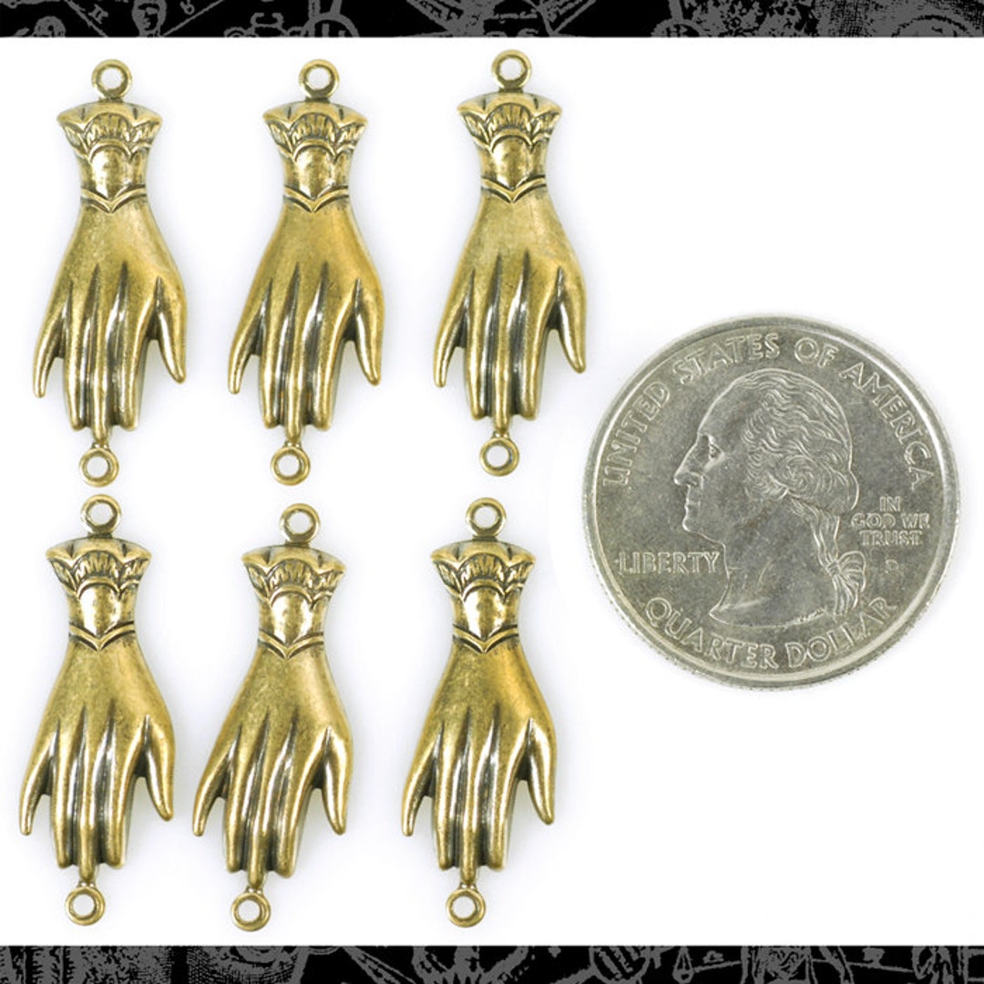 Antiqued Brass Hand Connectors - Set of Six - AB-2C15 - Etsy