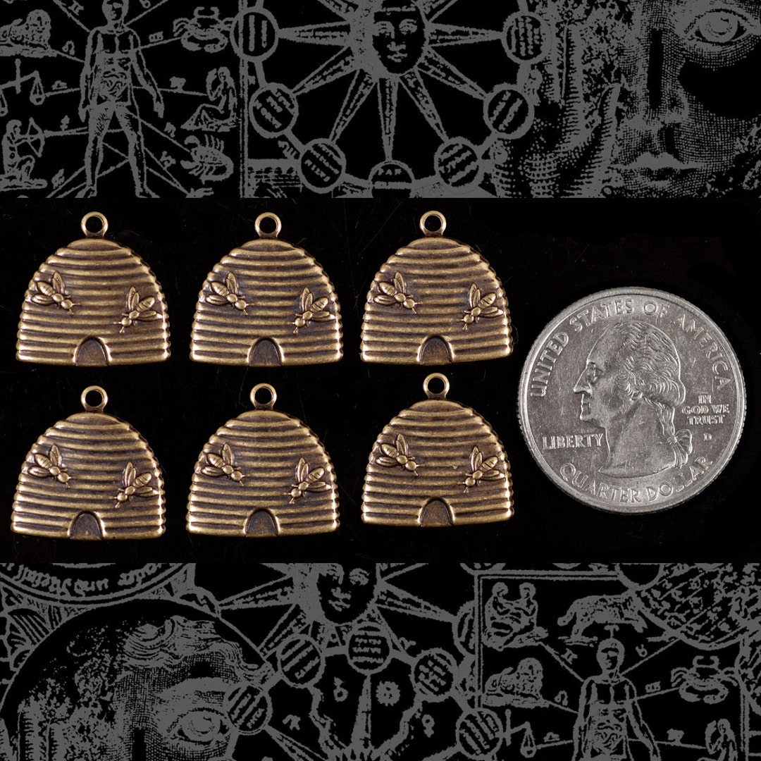 Antiqued Brass Beehive Charm - Set of Six *AB-C127 - Etsy