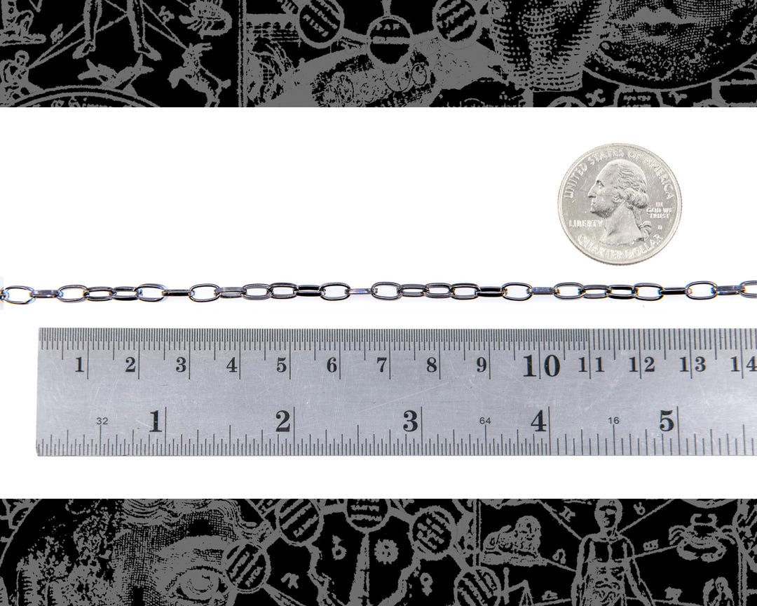 10 FEET of Gunmetal Plated Iron Chain Sturdy Medium Sized Oval Link ...