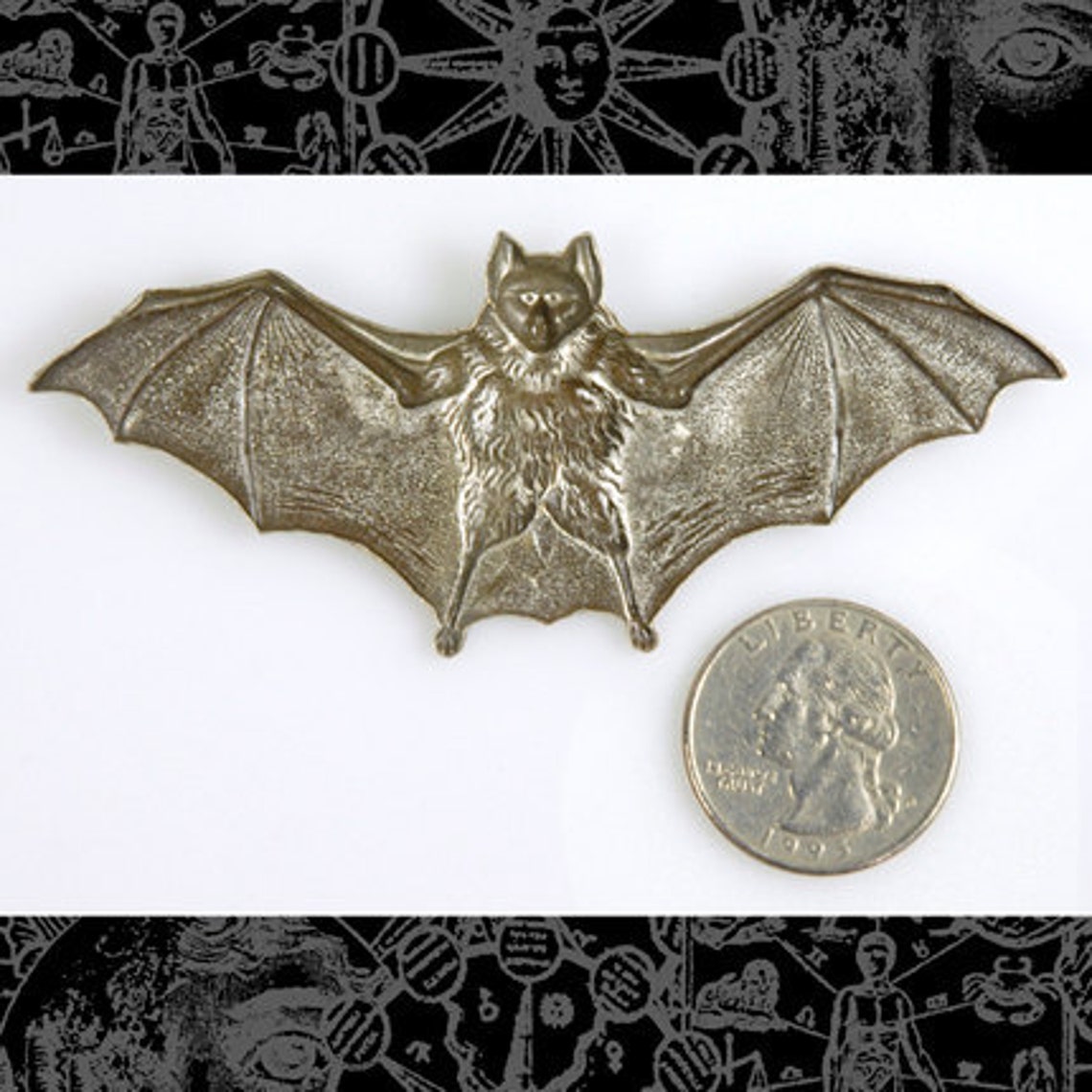 Gigantic Antique Silver Plated Brass Bat Pendant - XXX - *S-P08 - Etsy