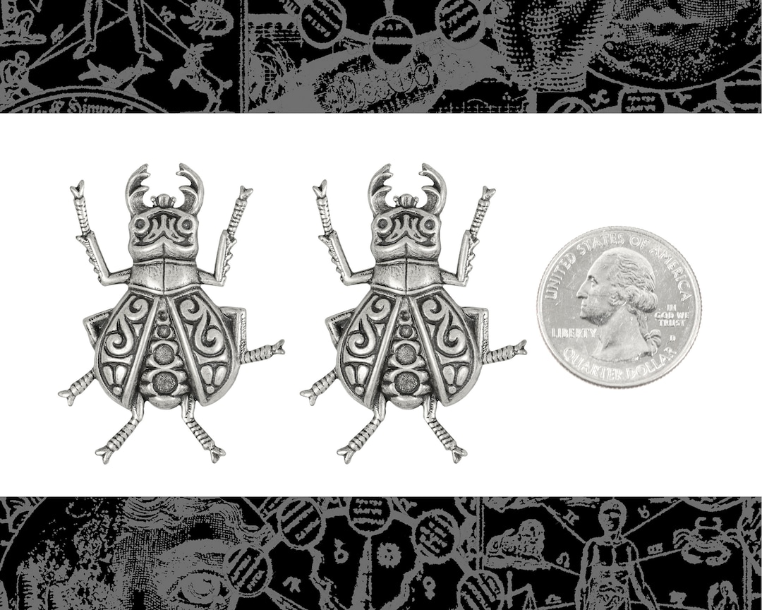 Silver Plated Brass Art Deco Scarabs, Set of Two * S-P125 - Etsy