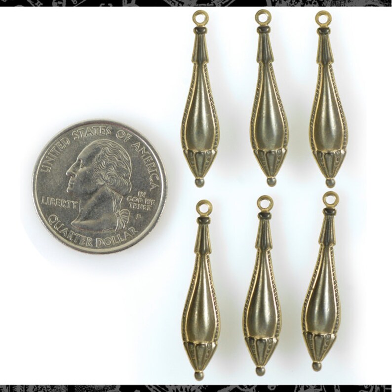 Antique Brass Victorian Style Drop Charms Set of Six AB-C65 - Etsy