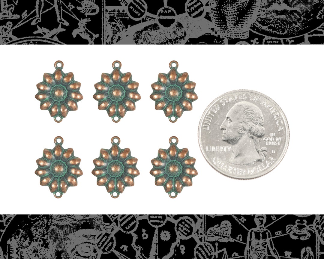 Verdigris Sunflower Two Way Connectors - Set of Six *V-2C99 - Etsy
