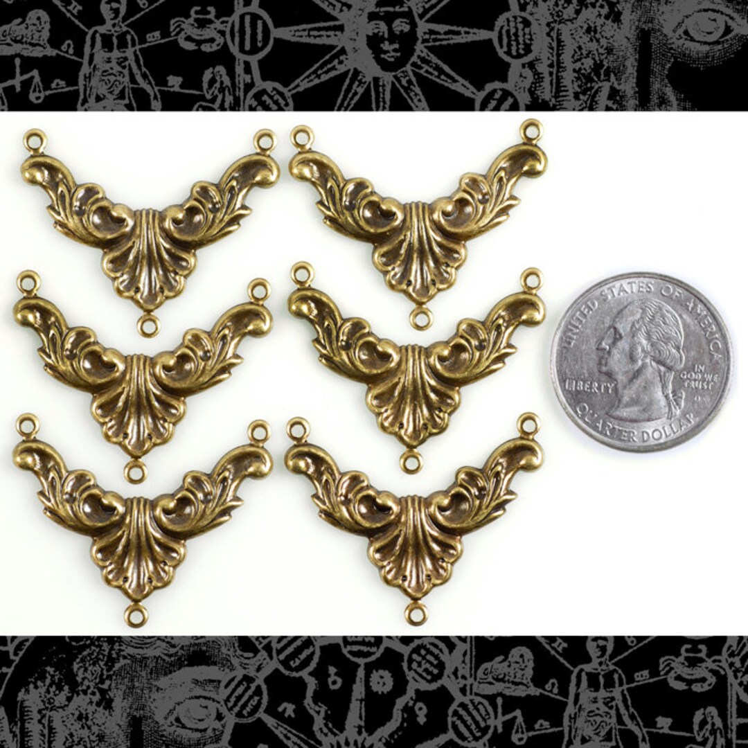 Antiqued Brass Ornate Three Way Connectors - Set of Six - AB-3C05 - Etsy