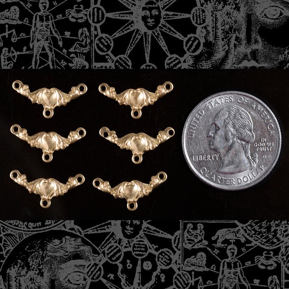 Heart Three Ring Connectors in Raw Brass Set of Six XXX - Etsy