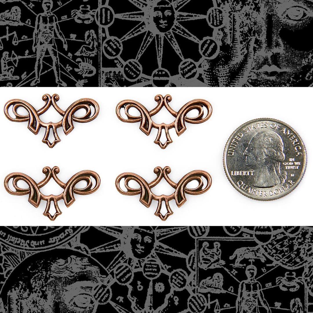 Antiqued Copper Plated Brass Art Deco Keyhole Three Way Connectors ...