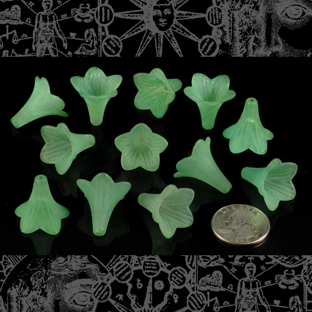23mm X 21mm Dark Green Resin Flower Caps - Set of Twelve - XXX - FW1-12 ...
