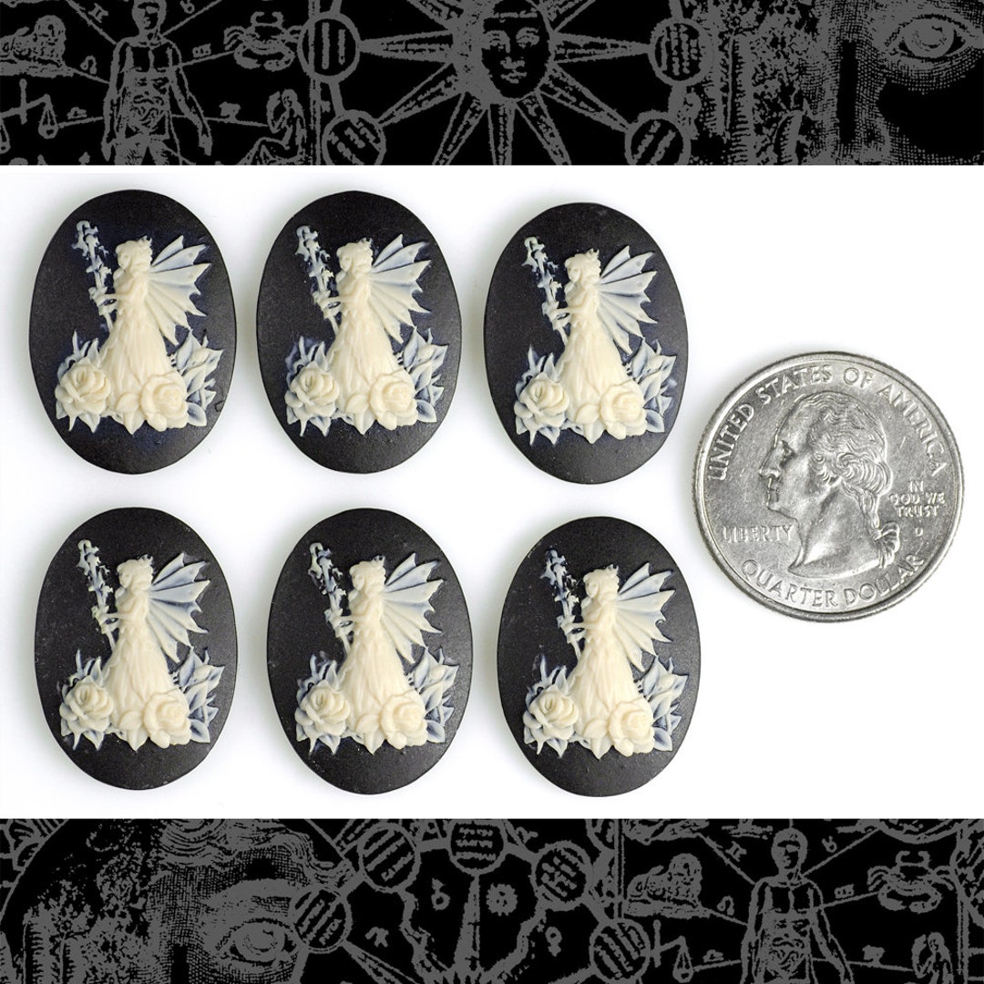 Black and Beige Queen Fairy Cameos 24mm X 18mm Cameos - Set of Six ...