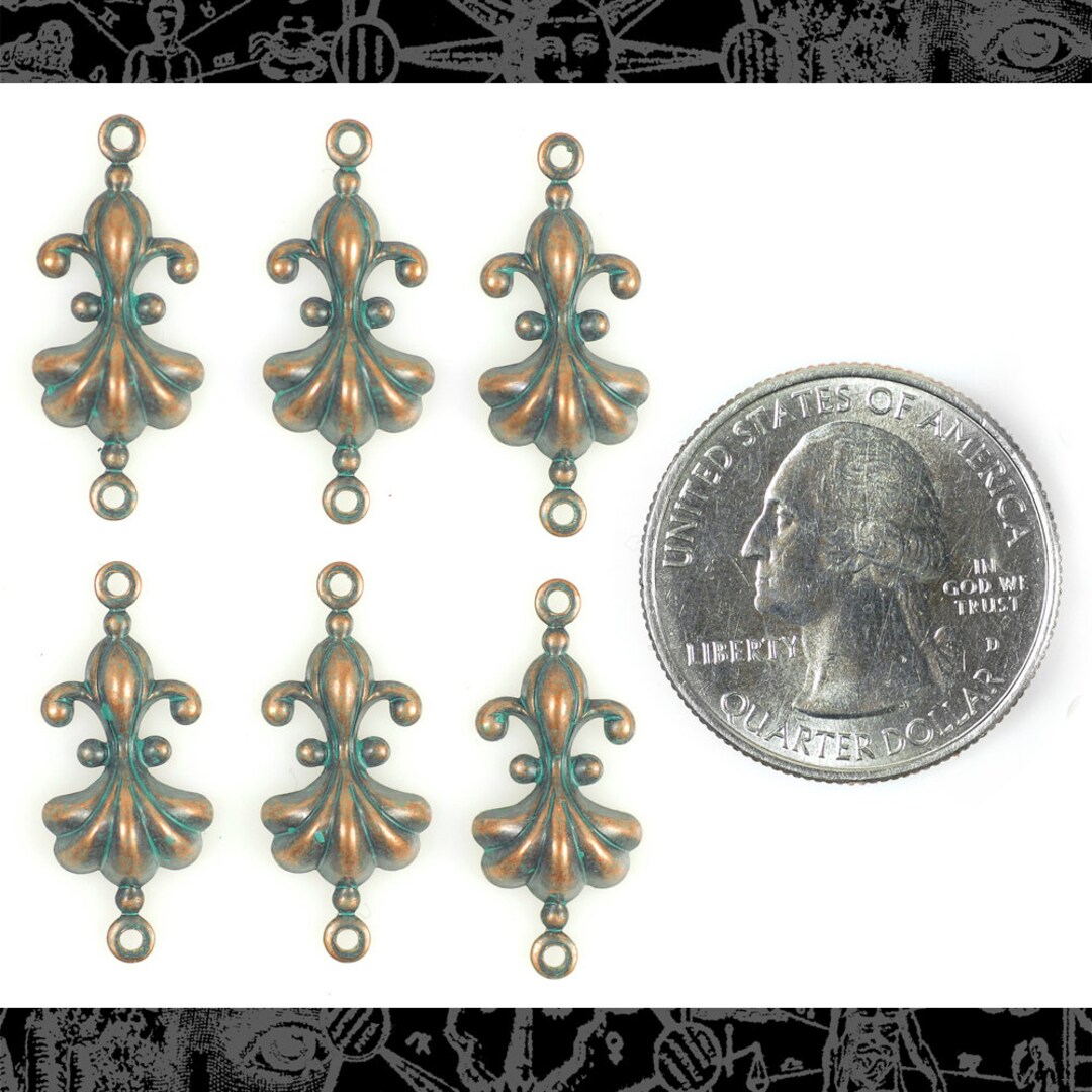 Verdigris Finished Brass Ruffled Connectors - Set of Six - V-2C16 - Etsy