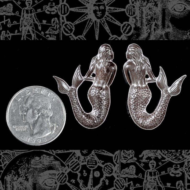 Silver Plated Brass Shy Mermaid Pair S-P42 - Etsy