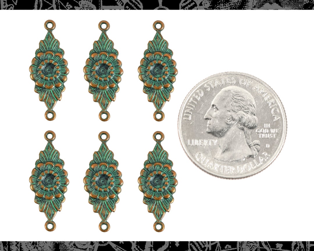 Verdigris Flower Two Ring Connectors, Set of Six - XXX - *V-2C06 - Etsy